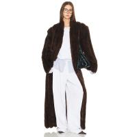 China Brown Streak Substantially Oversized Long Fluffy Faux Fur Coat for sale