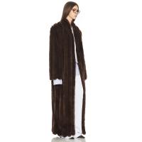 China Brown Streak Substantially Oversized Long Fluffy Faux Fur Coat for sale