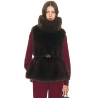 China Minimalist Sophistication High Collar Faux Fox Fur Waistcoat for sale