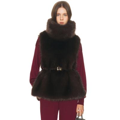 China Minimalist Sophistication High Collar Faux Fox Fur Waistcoat for sale
