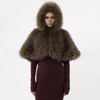 China Raccoon Dog Hooded Faux Fur Cape for sale