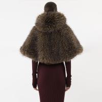 China Raccoon Dog Hooded Faux Fur Cape for sale