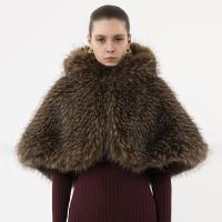 China Raccoon Dog Hooded Faux Fur Cape for sale