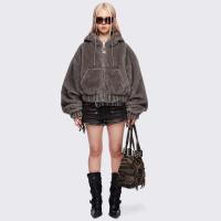 China Women Cat Ear Black Faux Fur Fluffy Jacket for sale