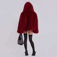 China Oversized Hooded High Quality Fluffy Faux Mink Fur Jacket for sale