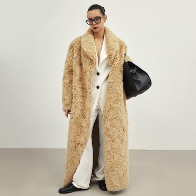 China Faux Persian Lamb Fur Oversized Long Coat for sale