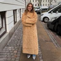 China Faux Persian Lamb Fur Oversized Long Coat for sale