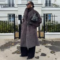 China Winter Warmth Long Faux Persian Lamb Fur Coat for sale