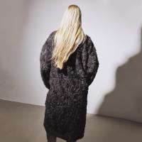 China Winter Warmth Long Faux Persian Lamb Fur Coat for sale