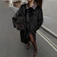China Winter Faux Leather Faux Persian Lamb Fur Coat for sale