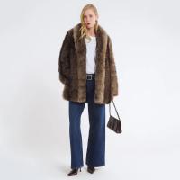 China Brown Women Casual Faux Fur Fluffy Coat for sale