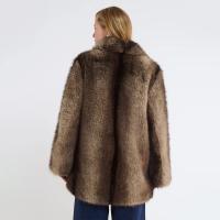 China Brown Women Casual Faux Fur Fluffy Coat for sale