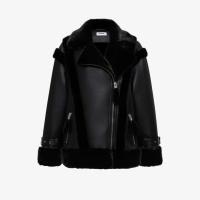 China Black Faux Shearling Fur Biker Jacket for sale