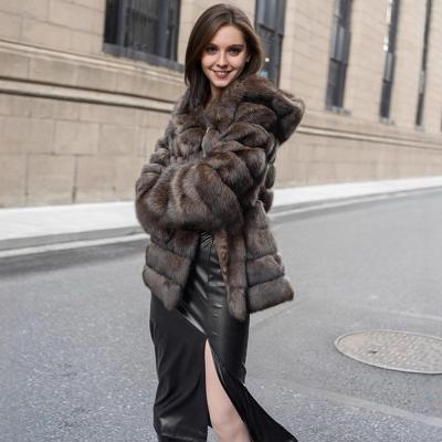 China Europe And America Eco-friendly Faux Fur Hooded Coat for sale