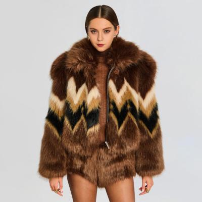 China Faux Fur Patchwork Bomber Jacket for sale