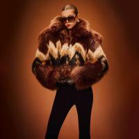 China Faux Fur Patchwork Bomber Jacket for sale