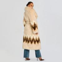 China Luxurious Faux Fur Stylish Warm Cozy Lining Long Sleeve Cut Fluffy Coat for sale