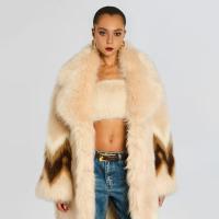 China Luxurious Faux Fur Stylish Warm Cozy Lining Long Sleeve Cut Fluffy Coat for sale