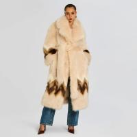 China Luxurious Faux Fur Stylish Warm Cozy Lining Long Sleeve Cut Fluffy Coat for sale