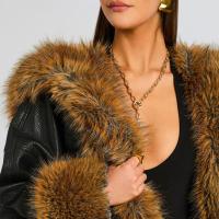 China Luxurious Faux Fur Faux Leather Hooded Jacket for sale