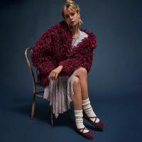 China Women Stargazer Faux Mongolian Wool Fur Fluffy Jacket for sale