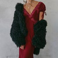 China Women Stargazer Faux Mongolian Wool Fur Fluffy Jacket for sale