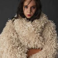 China Women Stargazer Faux Mongolian Wool Fur Fluffy Jacket for sale