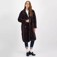 China Women Double Breasted Thick Flannel Faux Fur Fluffy Coat for sale