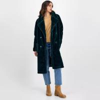 China Women Double Breasted Thick Flannel Faux Fur Fluffy Coat for sale