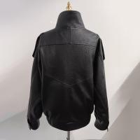 China British style Lychee Grain Faux Leather Biker Jacket for sale