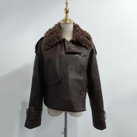 China British Style Soft Faux Leather Teddy Lapel Collar Jacket for sale