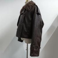 China British Style Soft Faux Leather Teddy Lapel Collar Jacket for sale