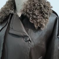 China British Style Soft Faux Leather Teddy Lapel Collar Jacket for sale