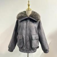 China Fall Winter Faux Horsehair Fur Faux Wool Collar Jacket for sale