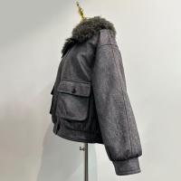 China Fall Winter Faux Horsehair Fur Faux Wool Collar Jacket for sale