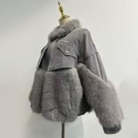 China Chic Women Hongjun Denim Faux Mink Fur Patchwork Jacket for sale