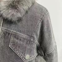 China Chic Women Hongjun Denim Faux Mink Fur Patchwork Jacket for sale