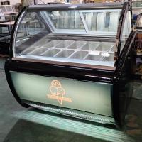 China 12/16 Pans Gelato Display Freezer Cabinet Curved Glass For Ice Cream Parlor for sale
