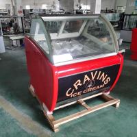 China 10 Pans Ice Cream Gelato Display Cabinet Red Curved Glass Popsicle Freezer for sale