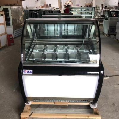 China Glass Door Gelato Display Freezer Ice Cream Showcase 10pcs Pans for sale
