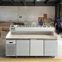 China Restaurant Commercial Sandwich Prep Table Pizza Refrigerator with Granite Marble Top for sale