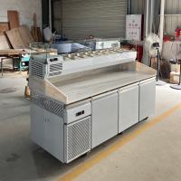 China Restaurant Commercial Sandwich Prep Table Pizza Refrigerator with Granite Marble Top for sale