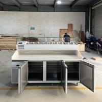 China Restaurant Commercial Sandwich Prep Table Pizza Refrigerator with Granite Marble Top for sale