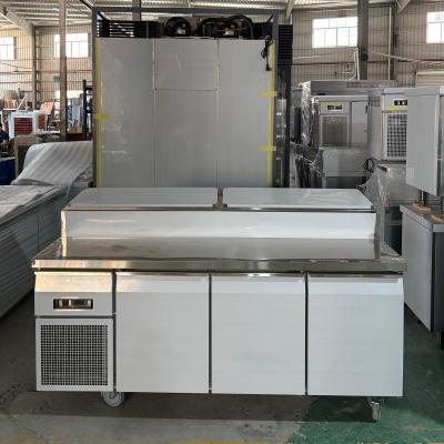 China Stainless Steel Sandwich Pizza Prep Table Refrigerator For Restaurant for sale