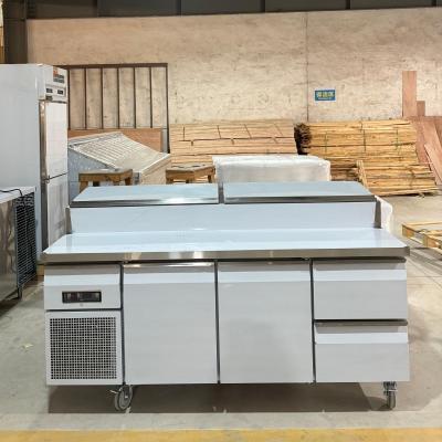 China Restaurant Pizza Sandwich Prep Table Refrigerated Counter Top Salad Refrigerator for sale