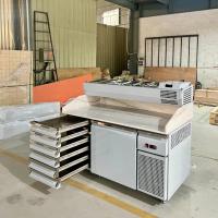 China Marble Top Stainless Steel Display Refrigerated Pizza Counter Pizza Prep Table for sale