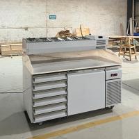 China Marble Top Stainless Steel Display Refrigerated Pizza Counter Pizza Prep Table for sale