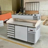 China Marble Top Stainless Steel Display Refrigerated Pizza Counter Pizza Prep Table for sale