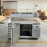 China Marble Top Stainless Steel Display Refrigerated Pizza Counter Pizza Prep Table for sale