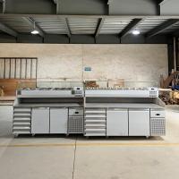 China OEM Stainless Steel Pizza Chiller Fridge Salad Refrigerated Pizza Prep Table with Top Display for sale